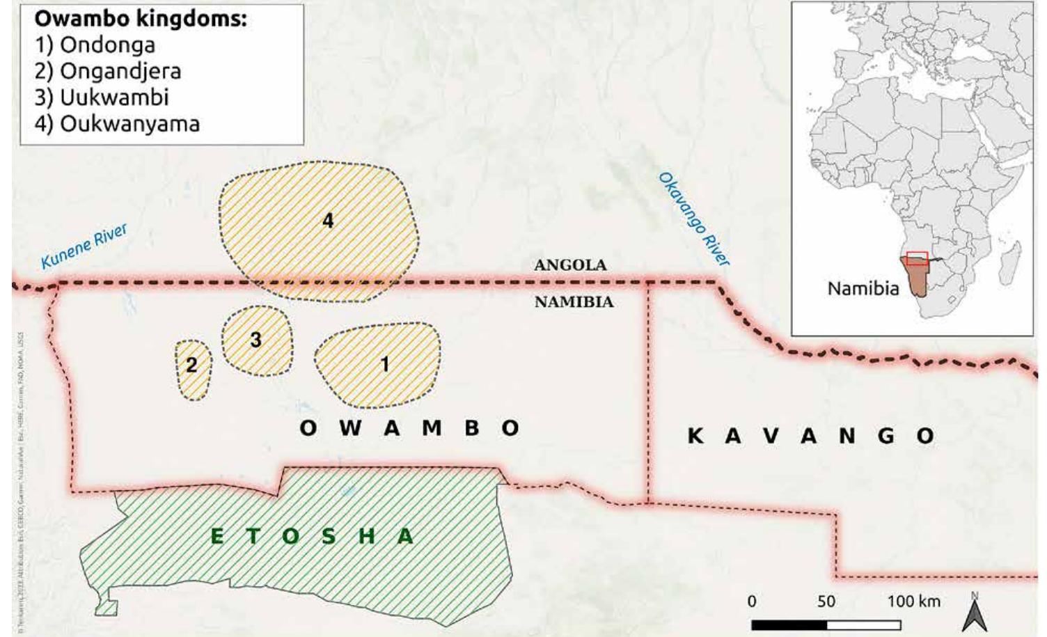 This indicative map shows the location of the owambo region