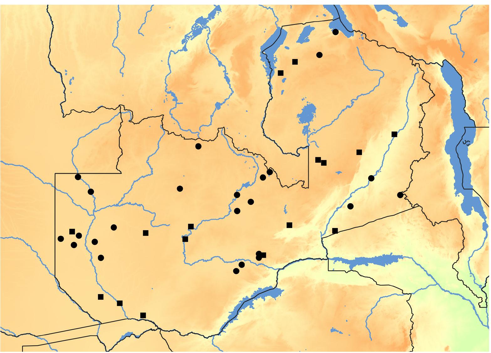 Distribution of epomophorus crypturus in zambia based on