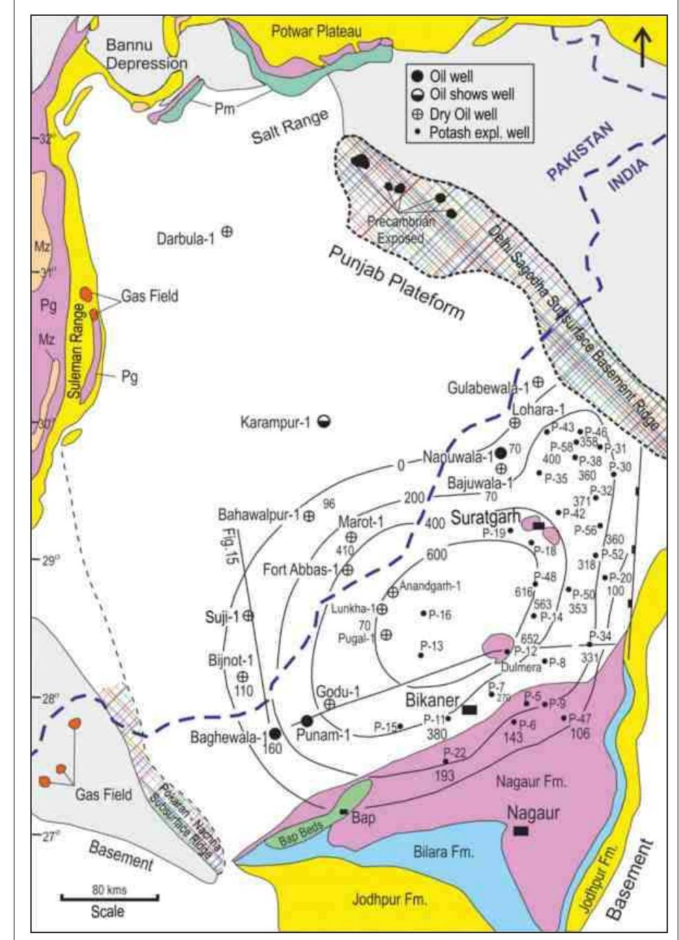 Generalized thickness map of hanseran evaporites, bikaner
