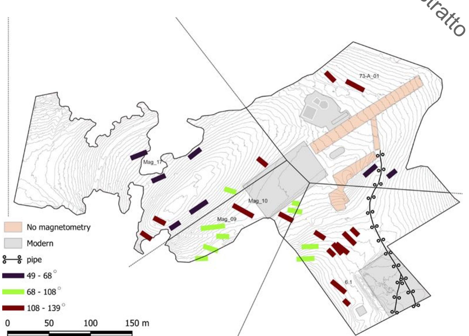- map showing the orientation of huts and the voronoi