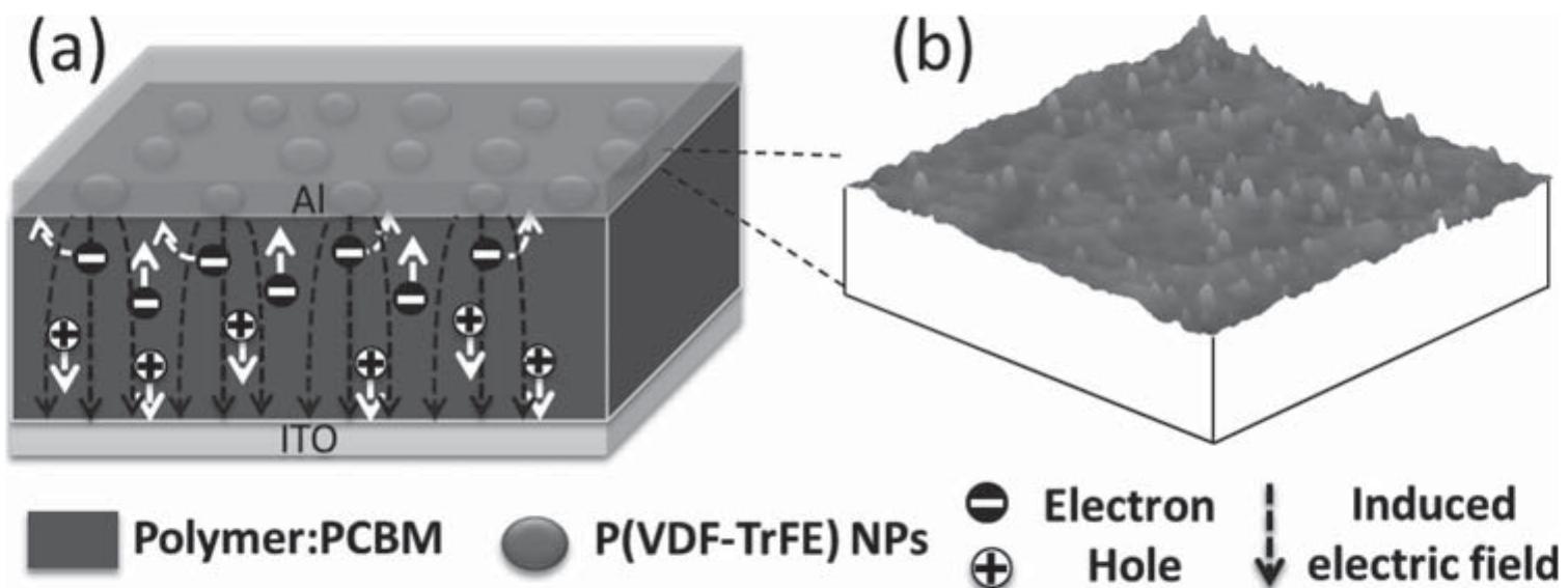 Schematics of fe-opv device working mechanism. a) after
