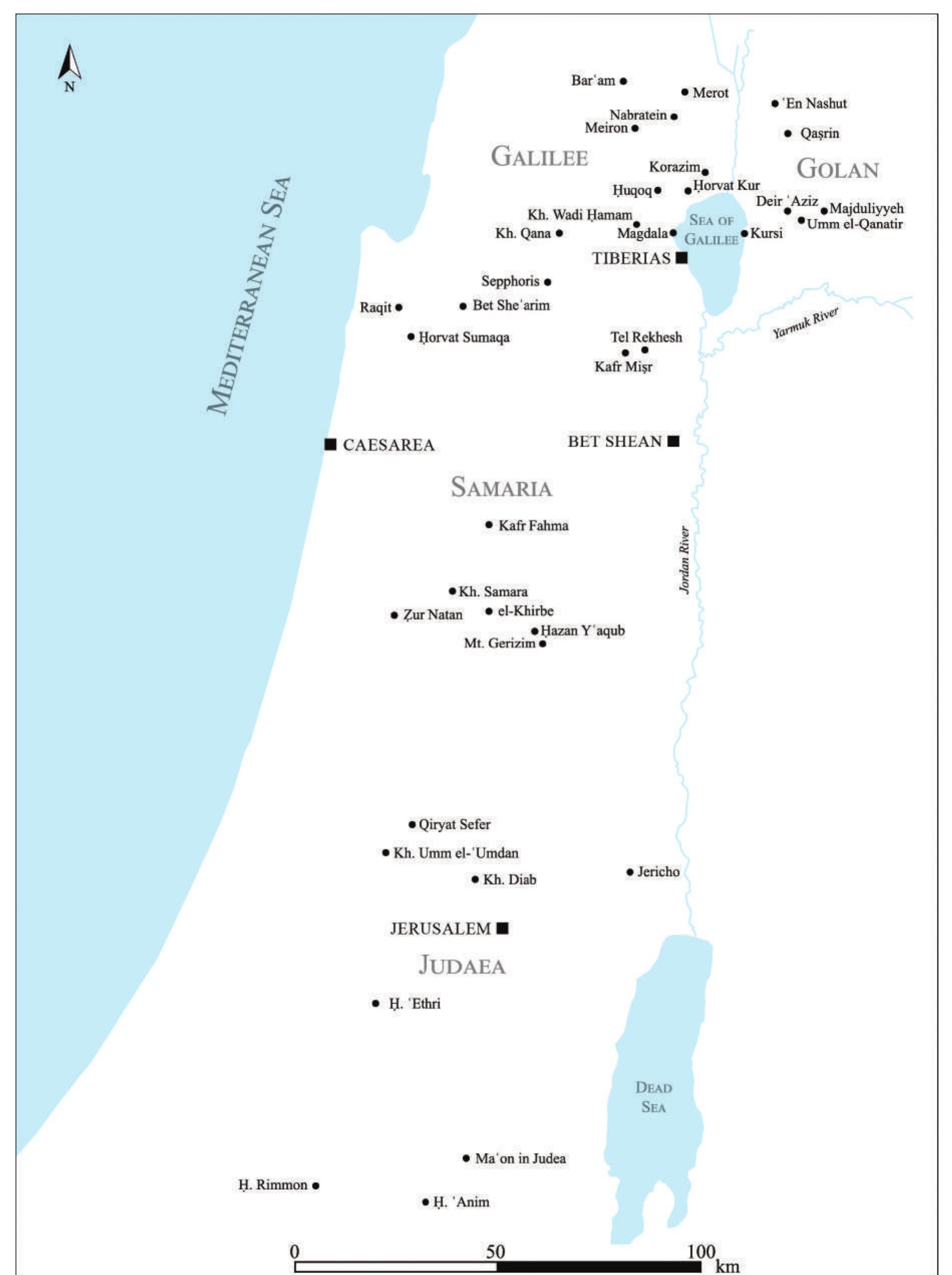 Map of sites in israel (drawing by roi sabar)