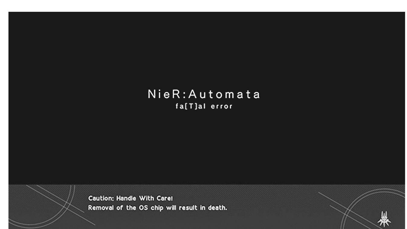 Ending screen when the player removes the os chip. nier: