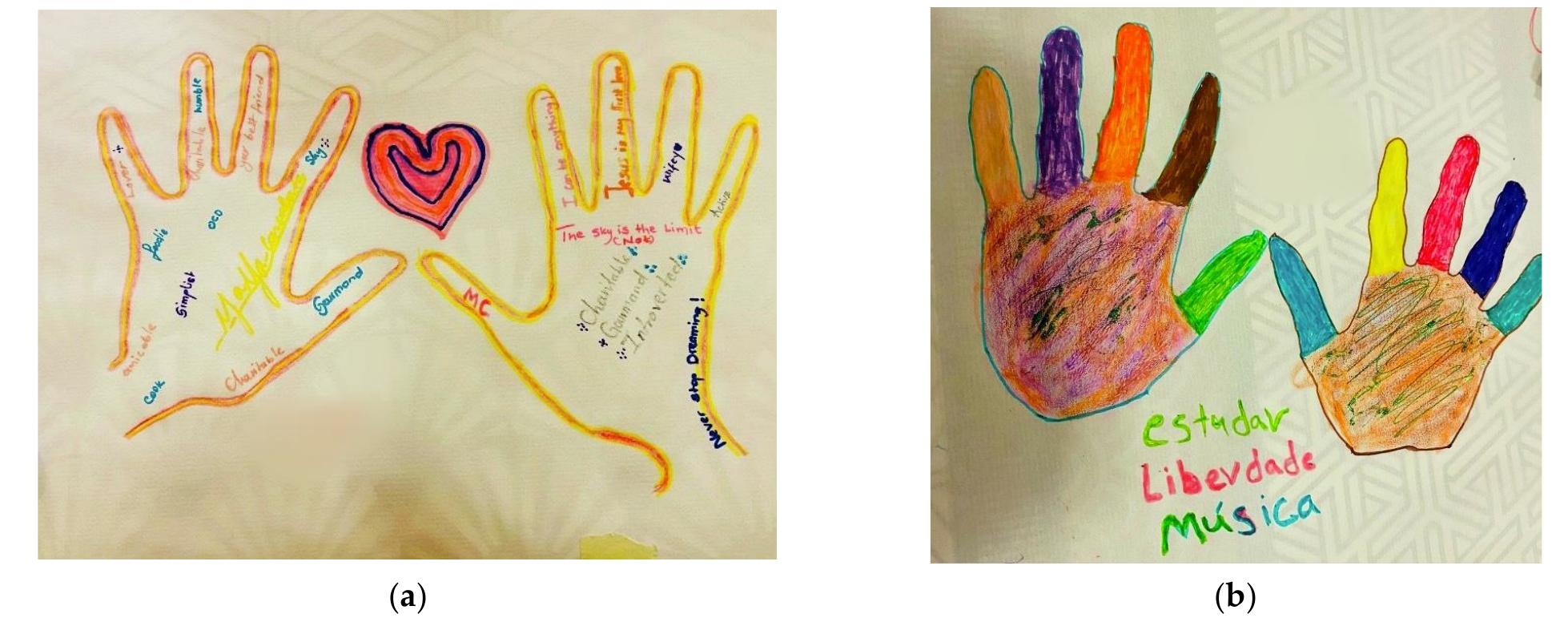 (a) the minors were invited to draw their hands, color them,