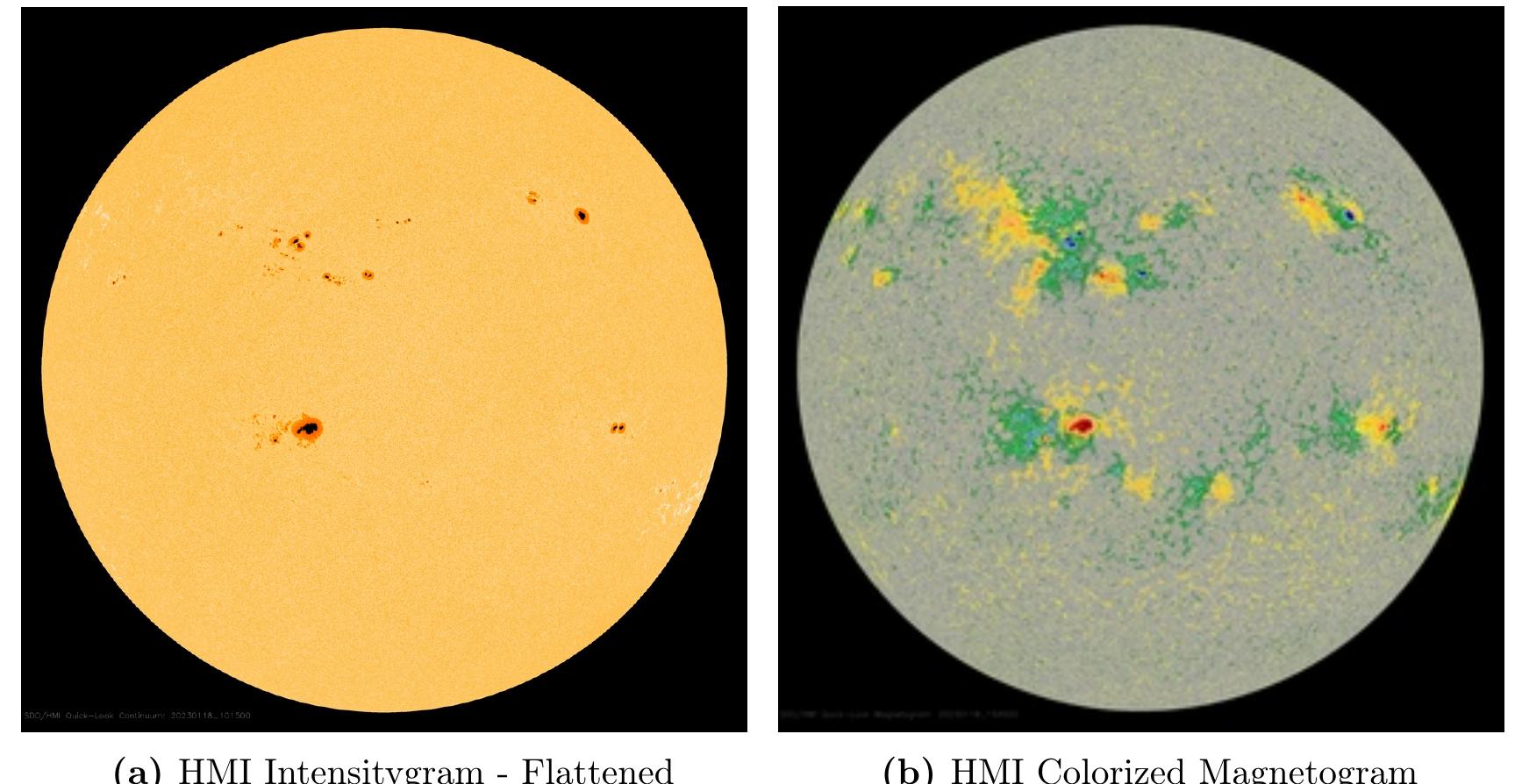 Images of the sun taken by the solar dynamics observatory on