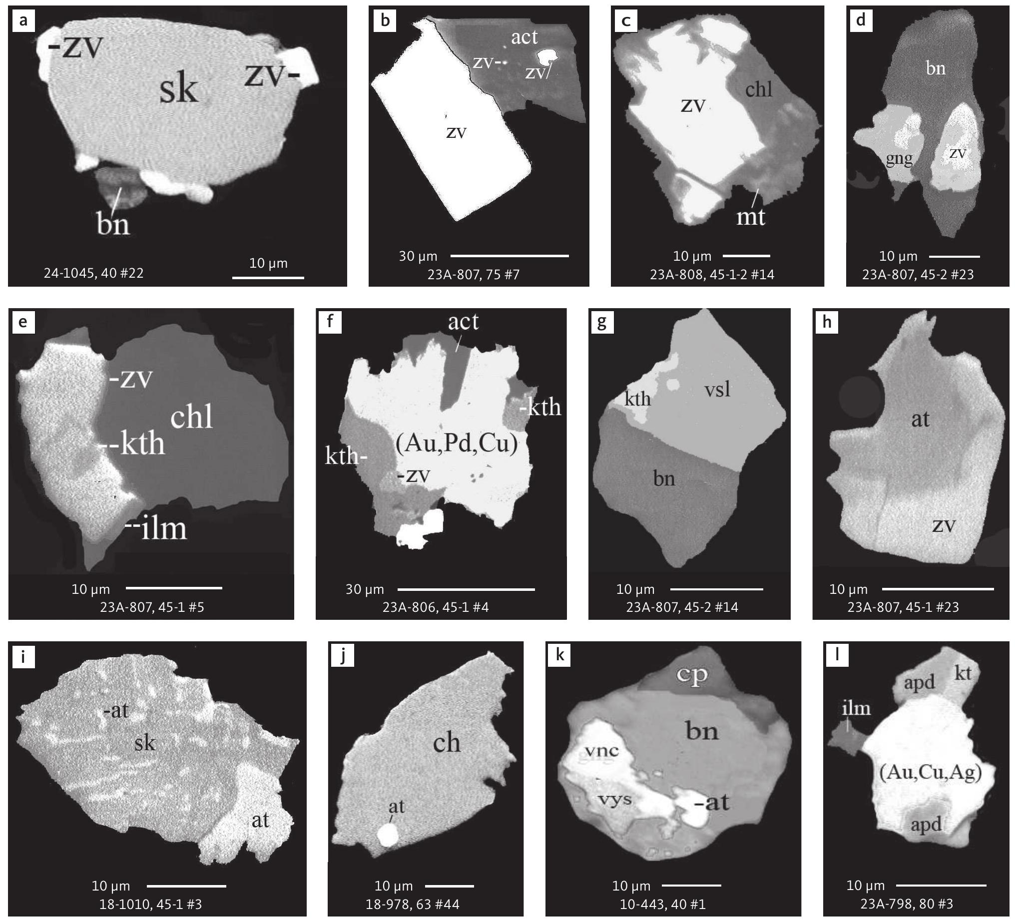 Bse images of pd, cu and ag intermetallic compounds with pb,