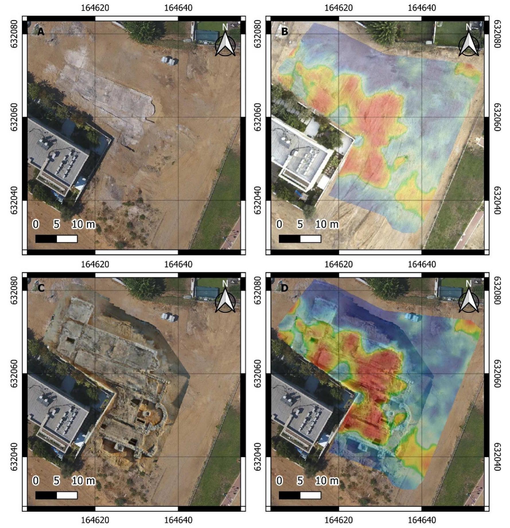 A semi-transparent map of the excavation orthophotos