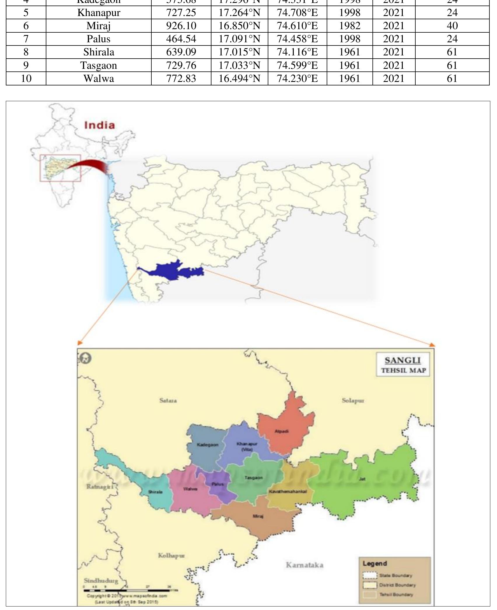 Location map of sangli district