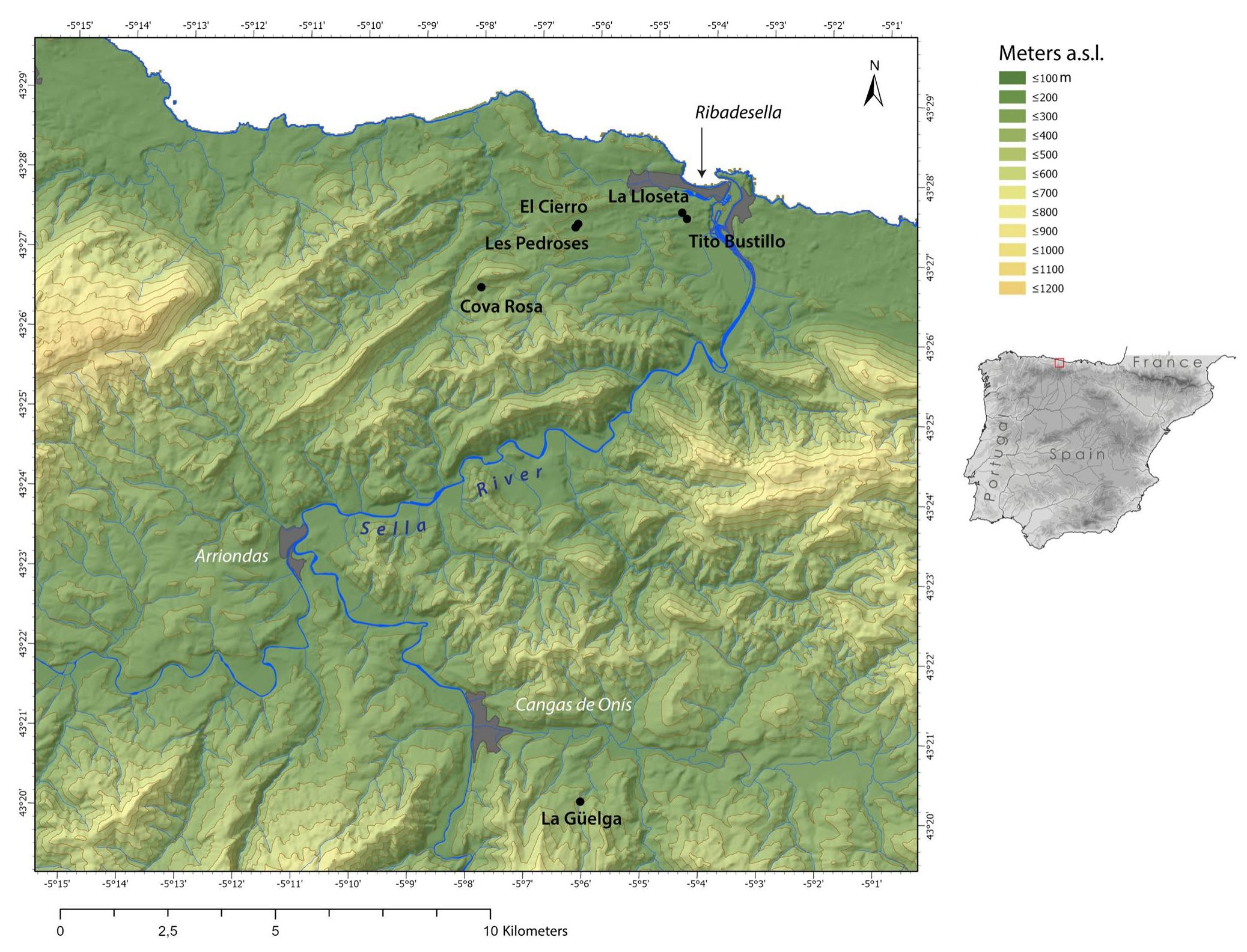 Map of the sella river basin marking the archaeological