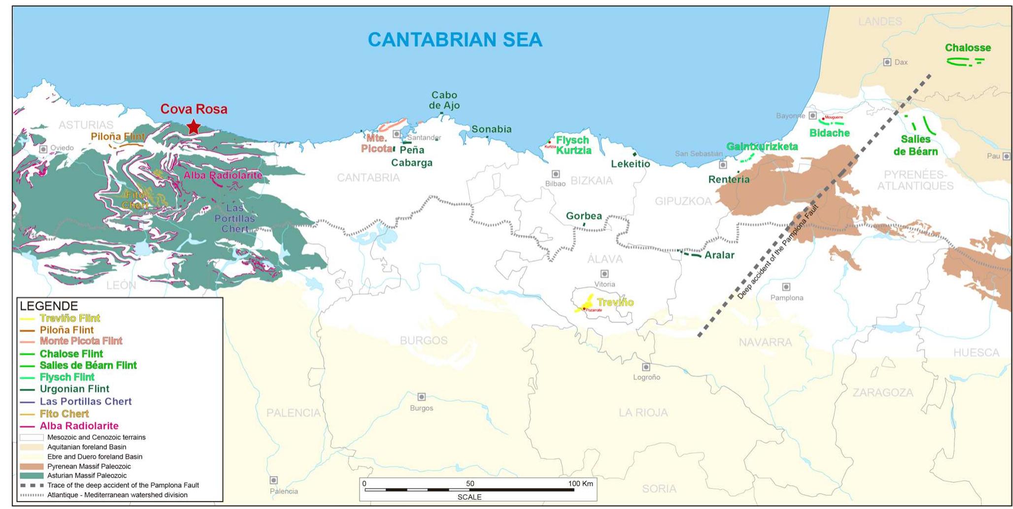 Map of the cantabrian mountains, the basque-cantabrian