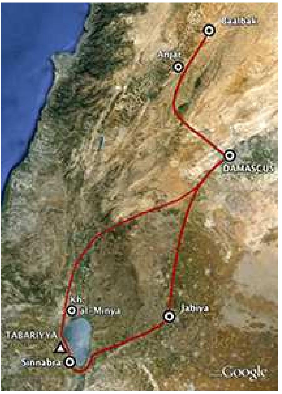 Map of probable routes taken by abd al-malik on his yearly