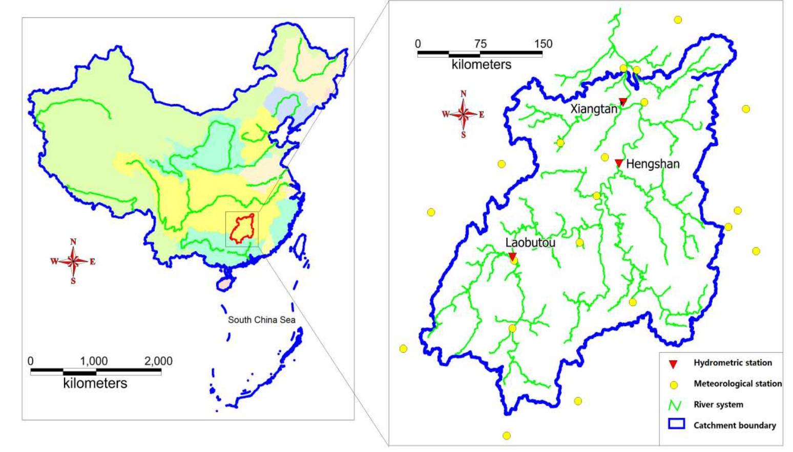 ‘igure 1 xiang river system and locations of hydrometric and