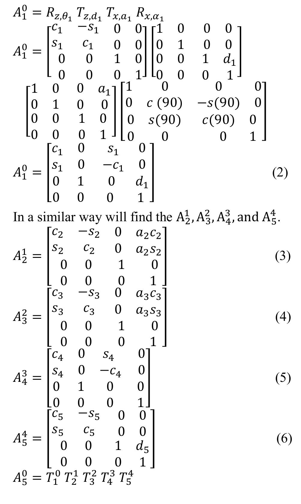 Link Coordinate Diagram Of The Robotic Arm [5]