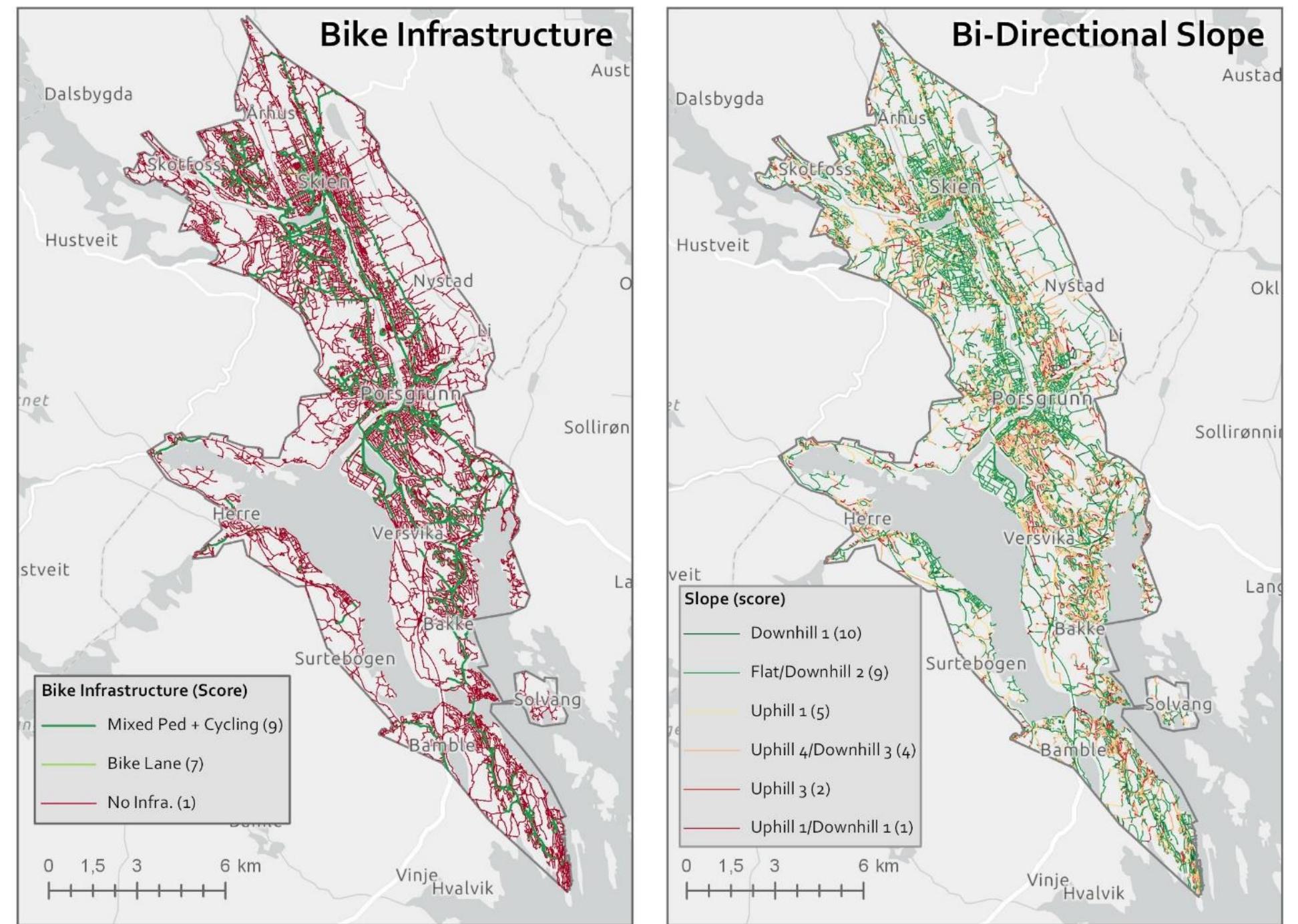 11. maps showing the bike infrastructure and bi-directional