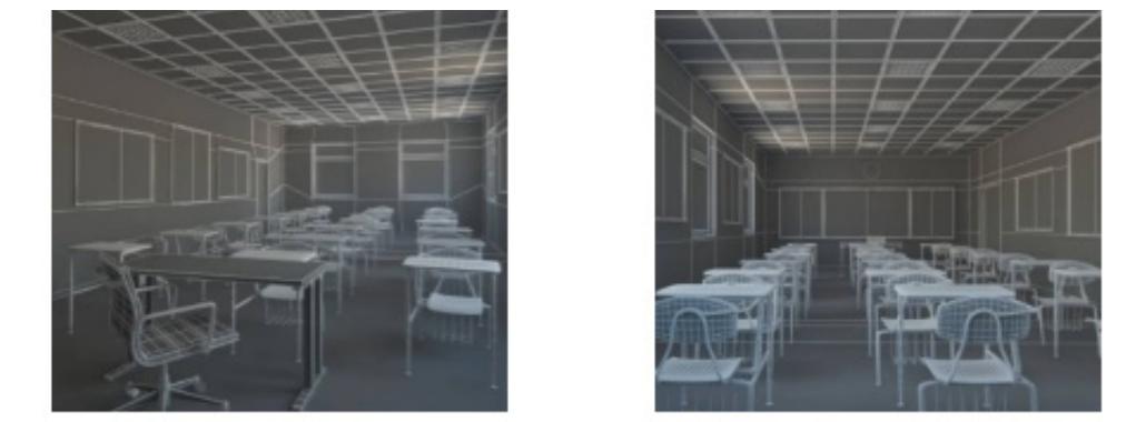 The architectural design pattern of the interior space of