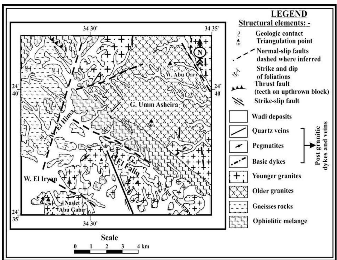 Geologic map of g. el faliq area, south eastern desert,
