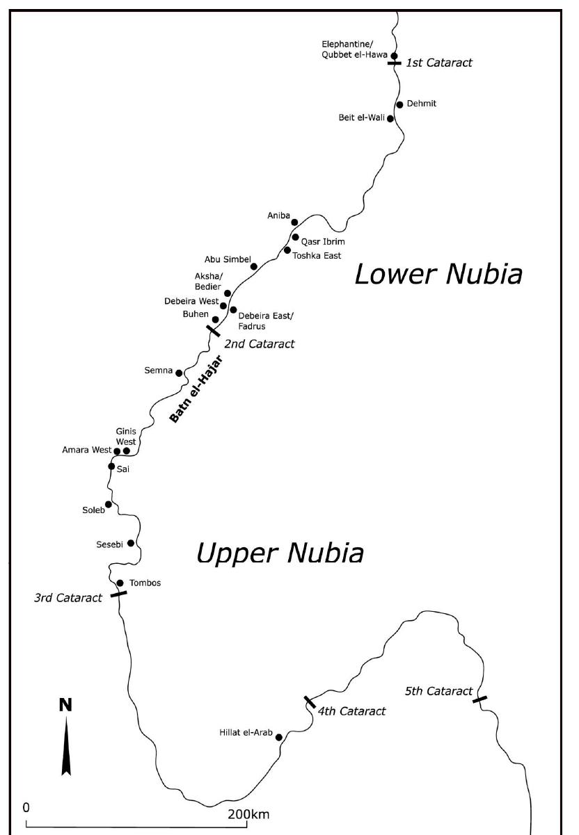 Map of nubia showing the sites mentioned in the text.