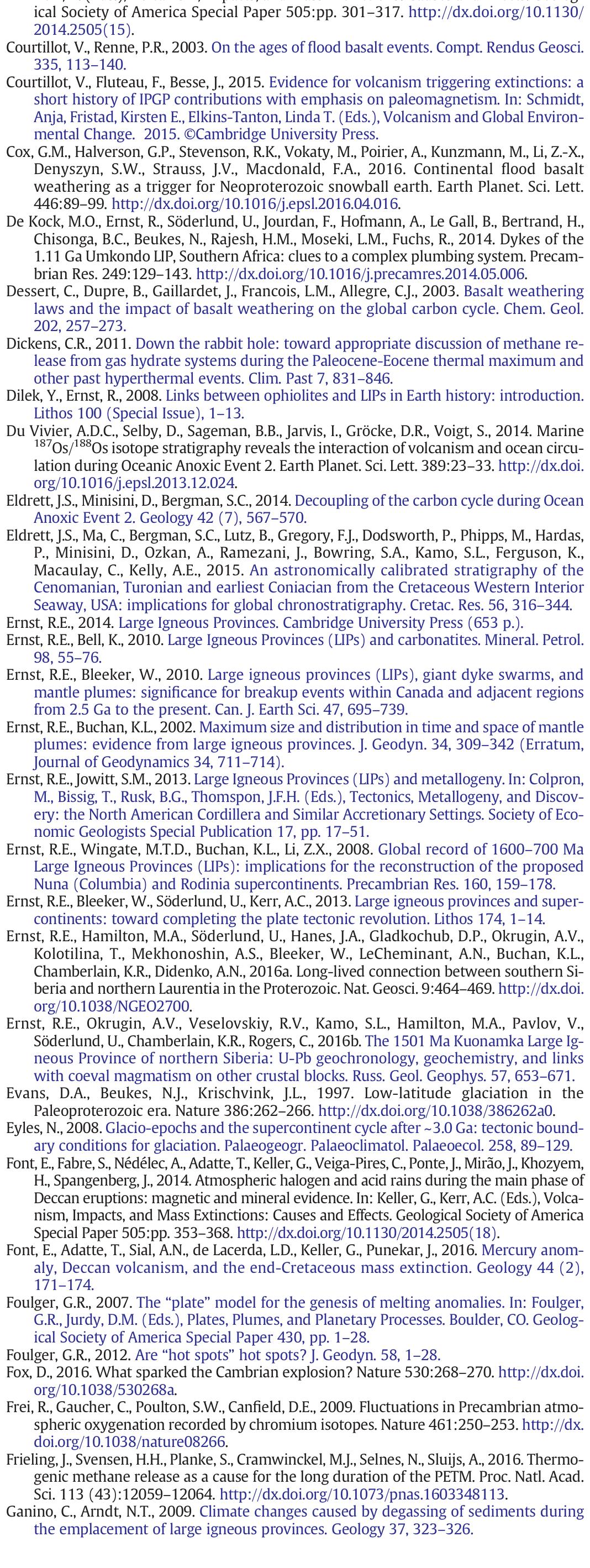 Table 7 - How Large Igneous Provinces affect global climate,