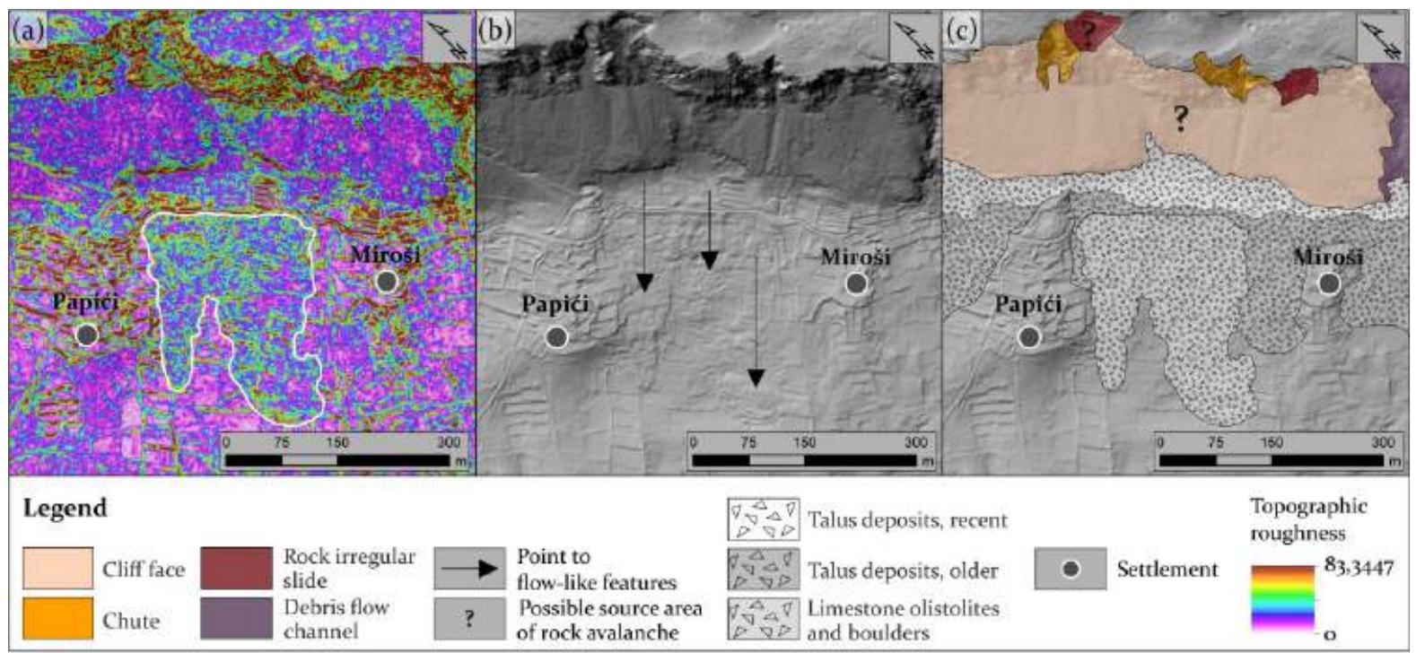 Example of the rock avalanche topography presented on (from