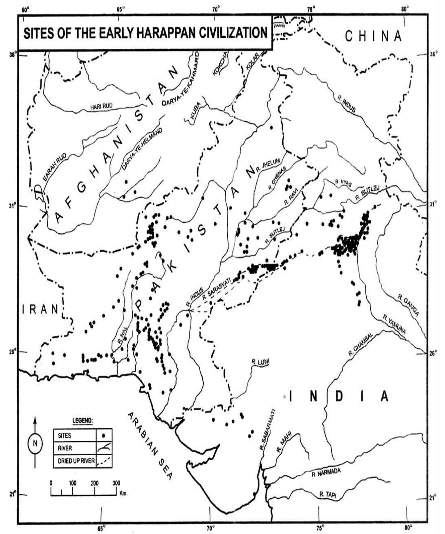 Map |: sites of early harappan culture available in the