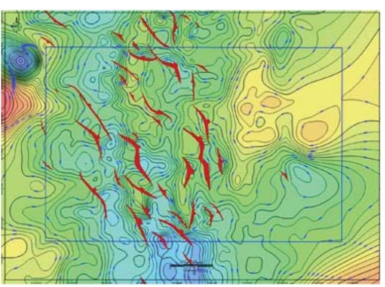Isodepth map of the brown section potential structures