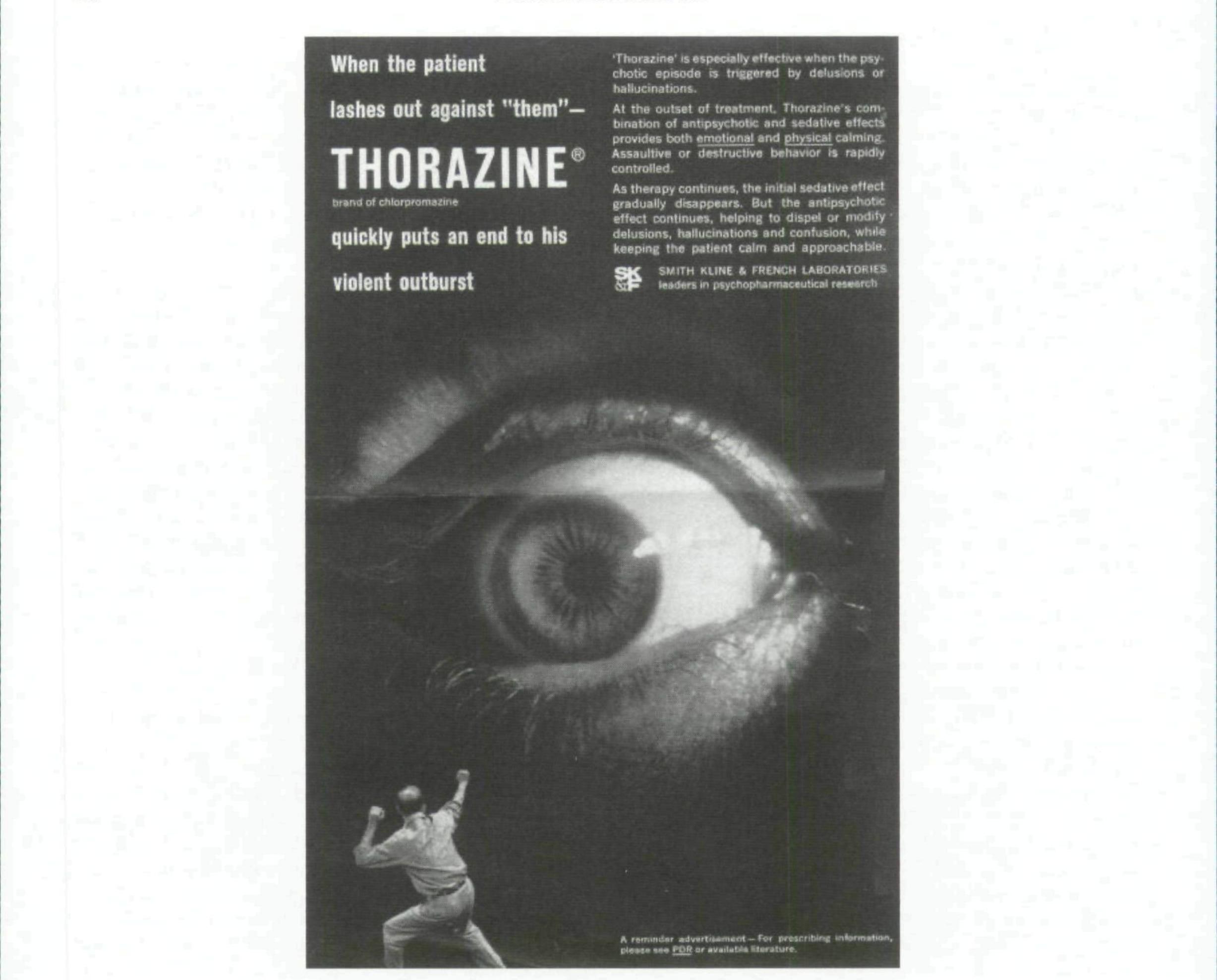 Publicity advertisement of thorazine® (chlorpromazine) of