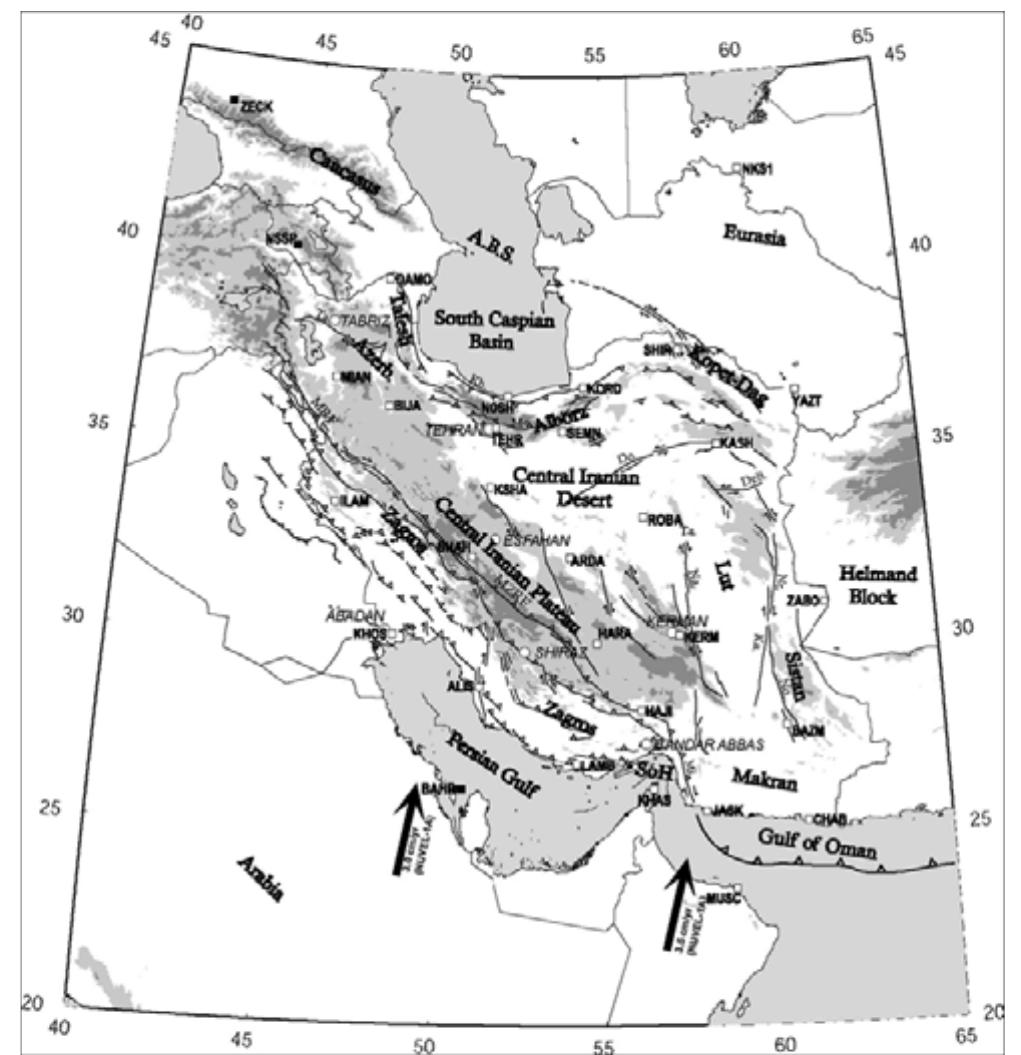 L. large-scale topographic map of iran (from nilforoushan et