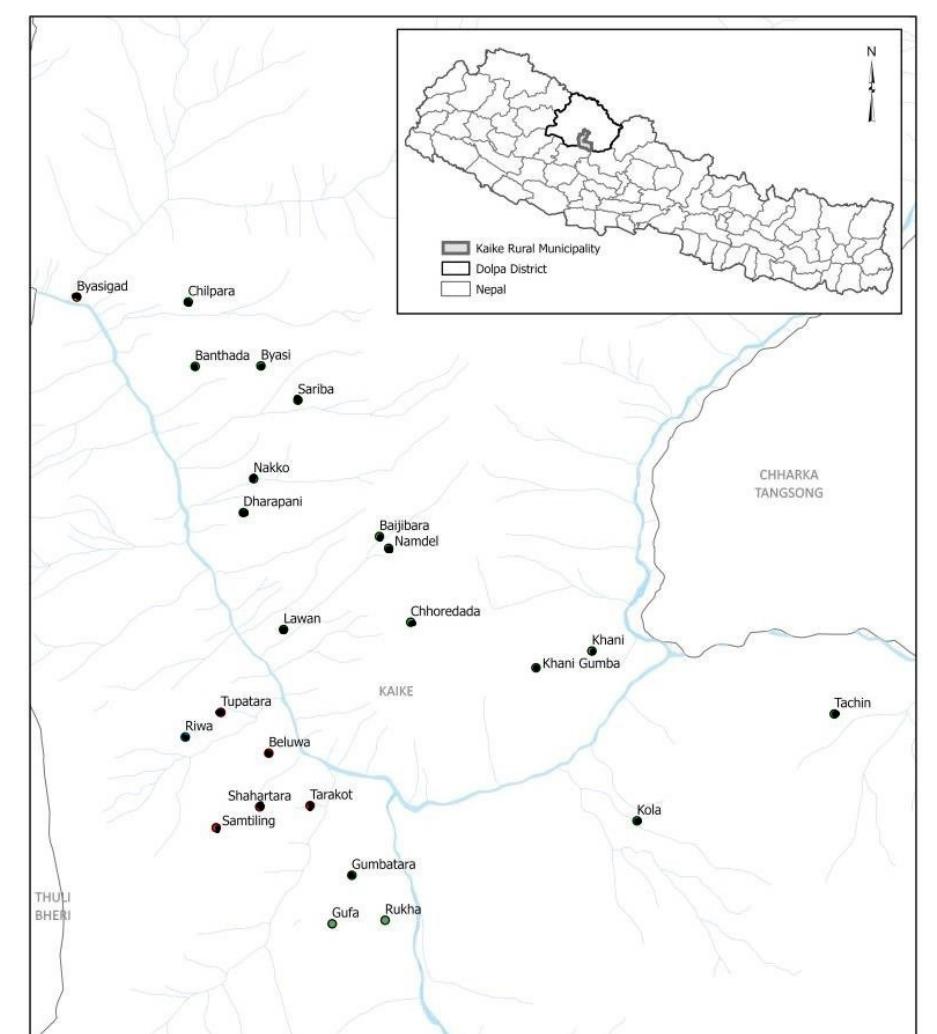 Map of nepal showing dolpa district and tichurong valley.