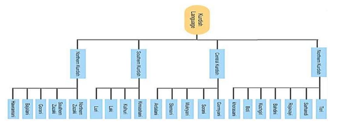 Kurdish dialects and sub-dialects diagram "i.