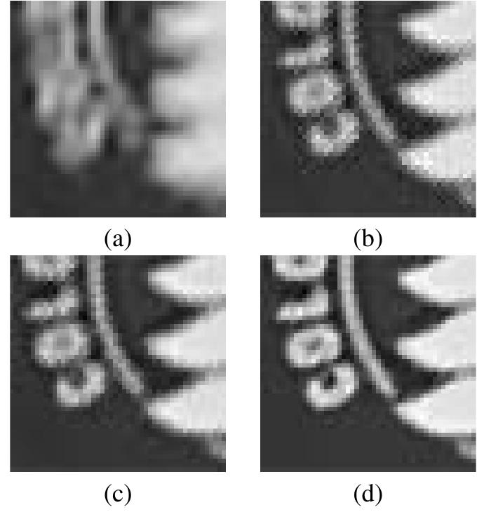 Detailed areas of fig. (3). (a) bicubic interpolation, (b)