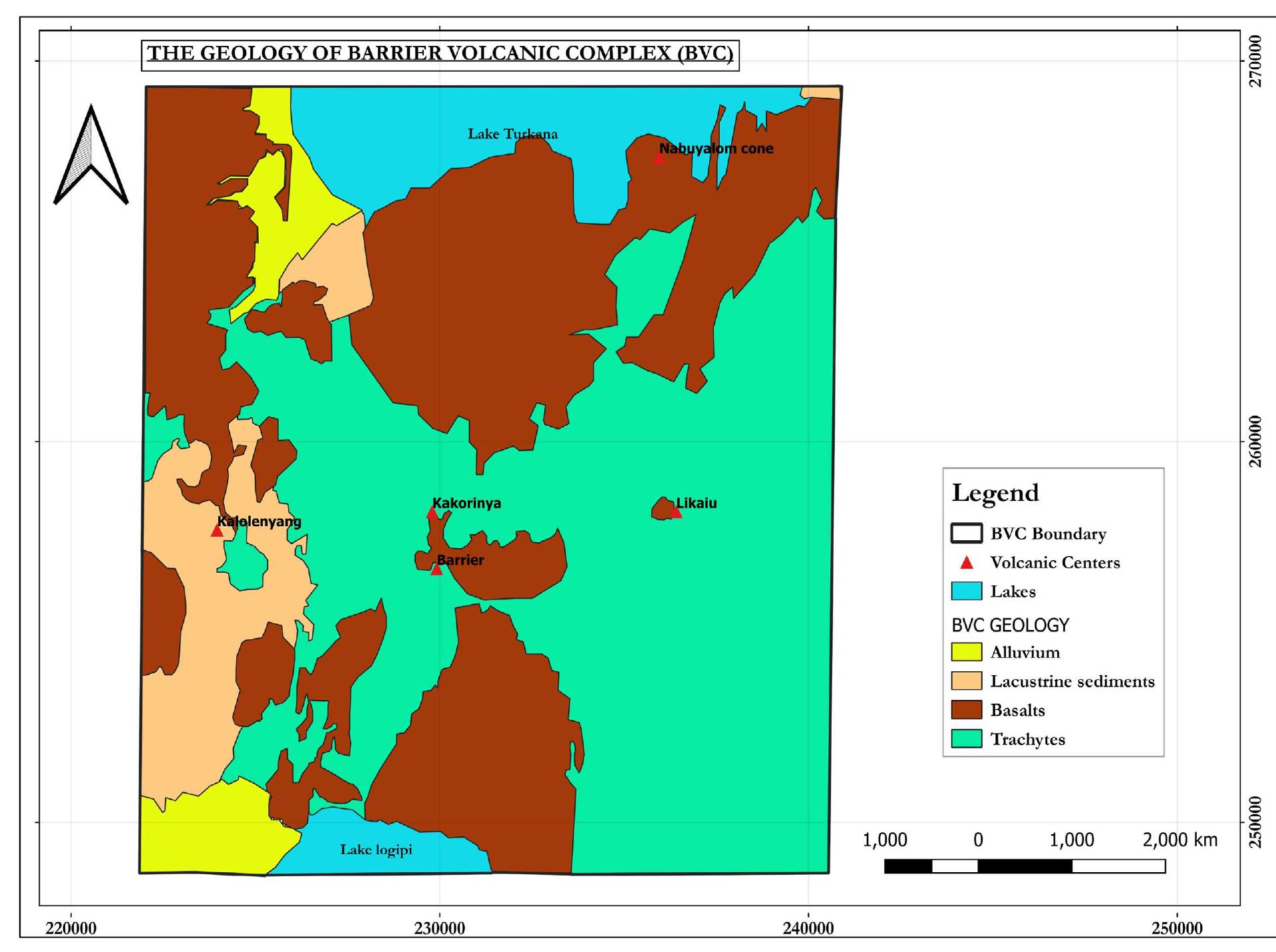 Simplified geological map of the barrier volcanic complex.