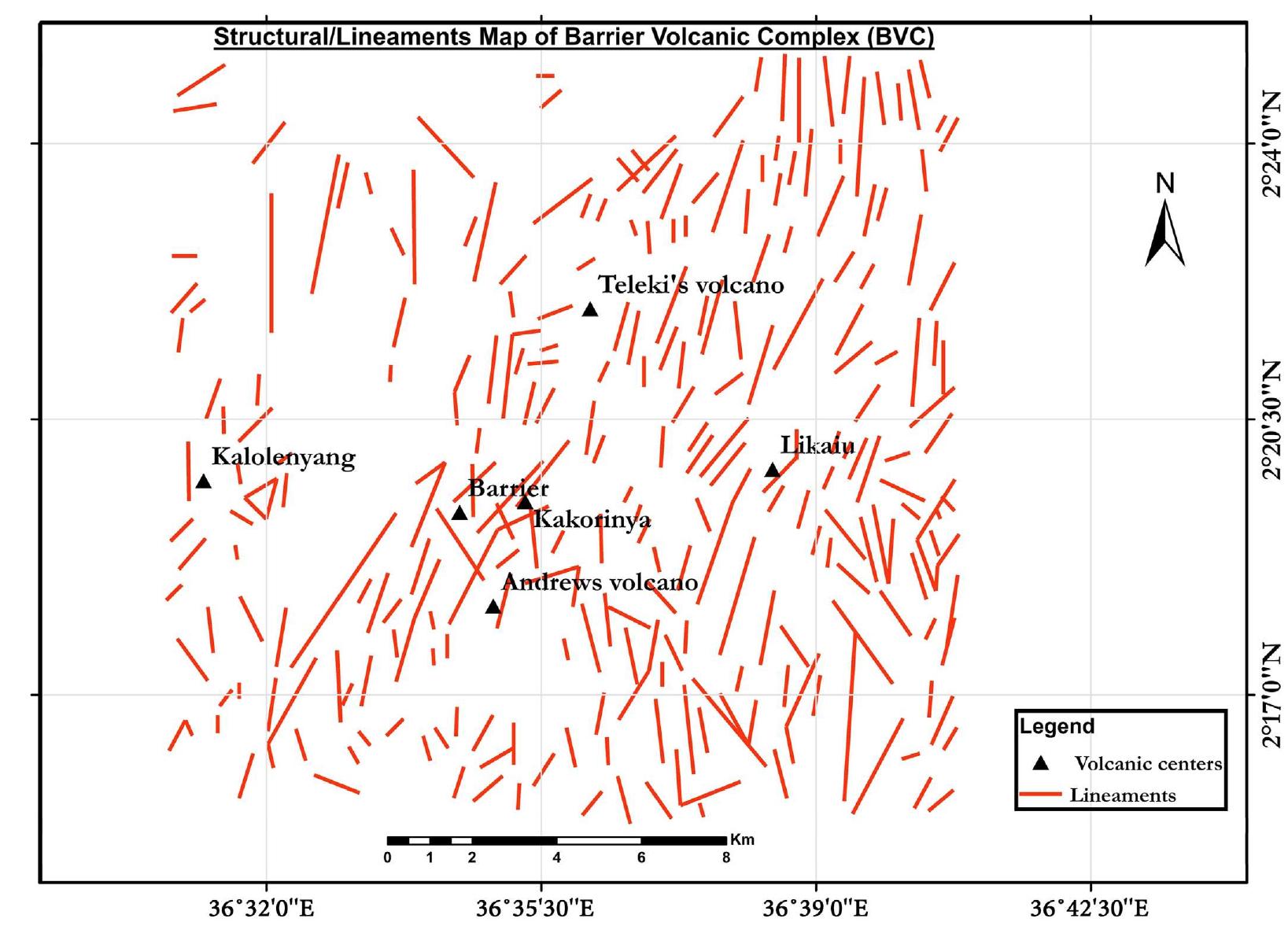 Lineaments map of barrier volcanic complex (bvc). figure 7.