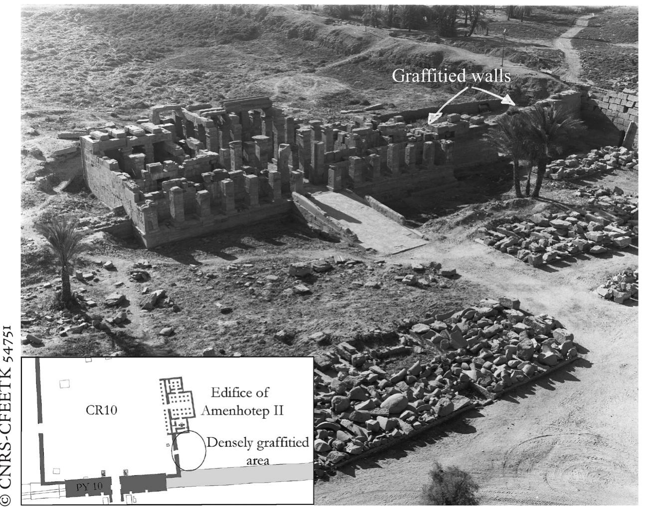 Aerial view of the edifice of amenhotep ii and the
