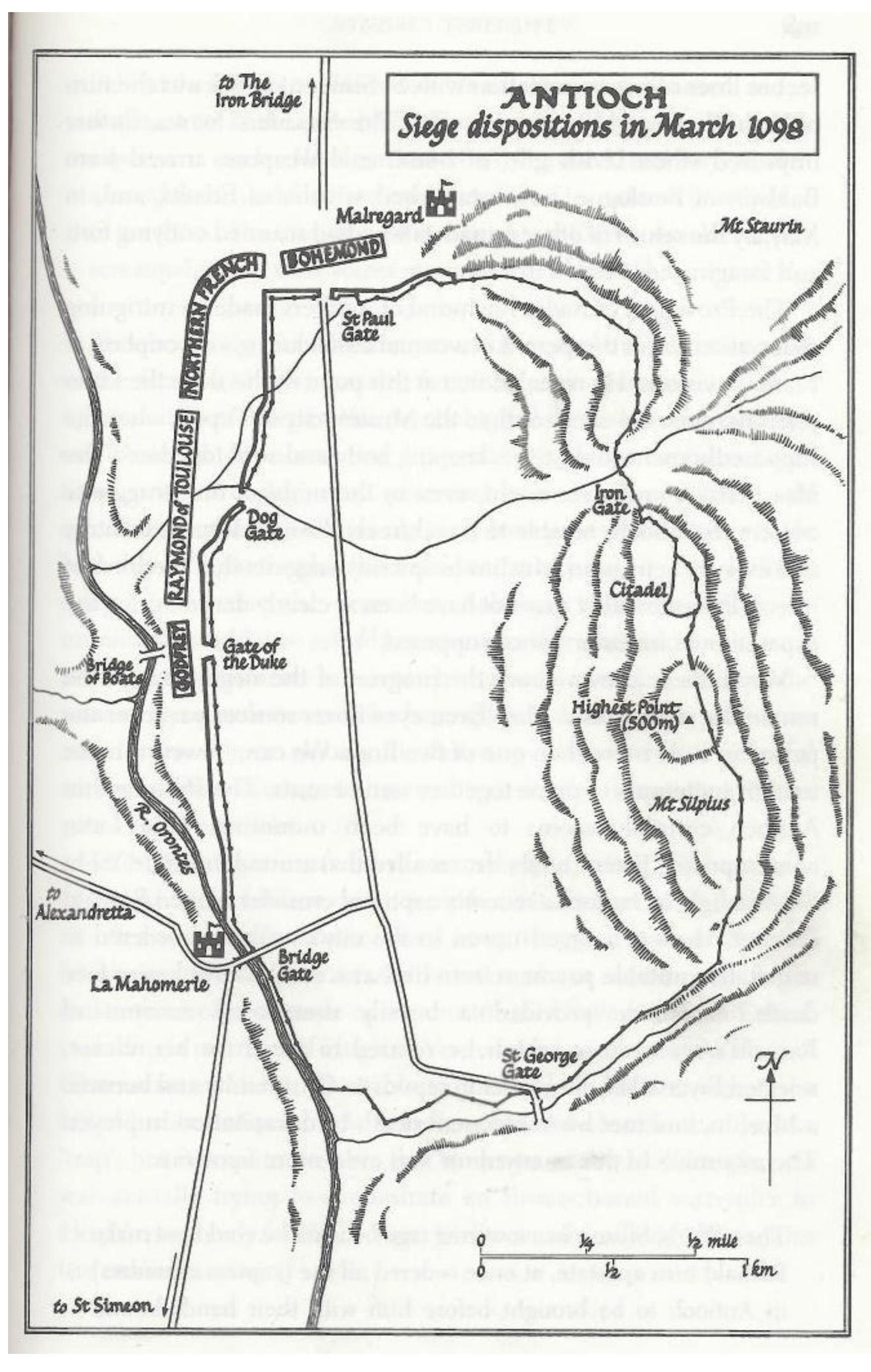 Map 2: layout of antioch in march 1098. the map shows the