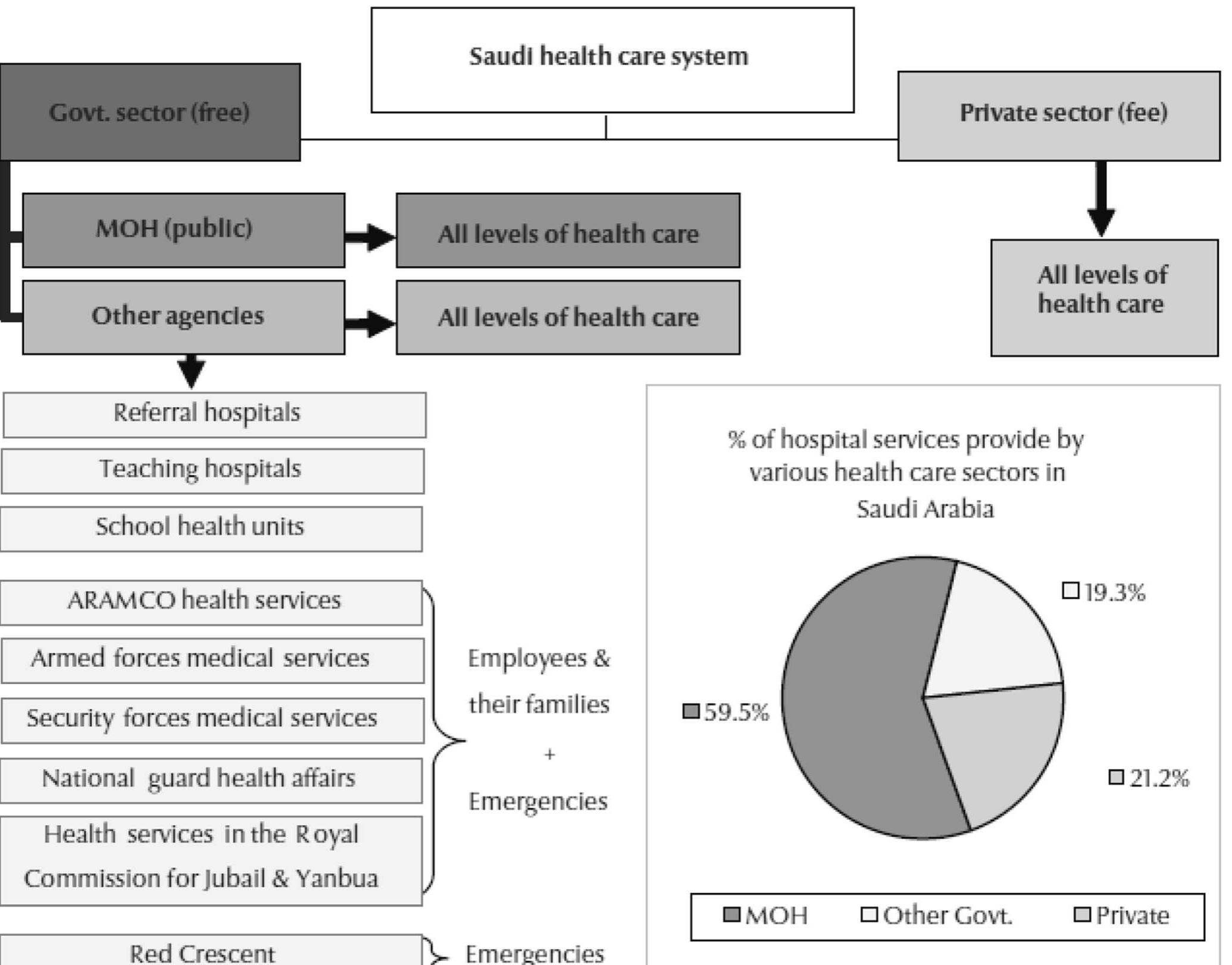 Current structure of health care sectors in saudi arabia