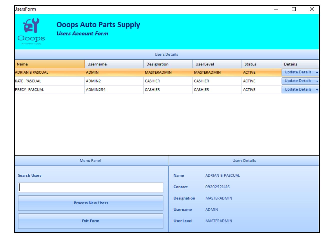 User form total yearly expenses report, final net sales