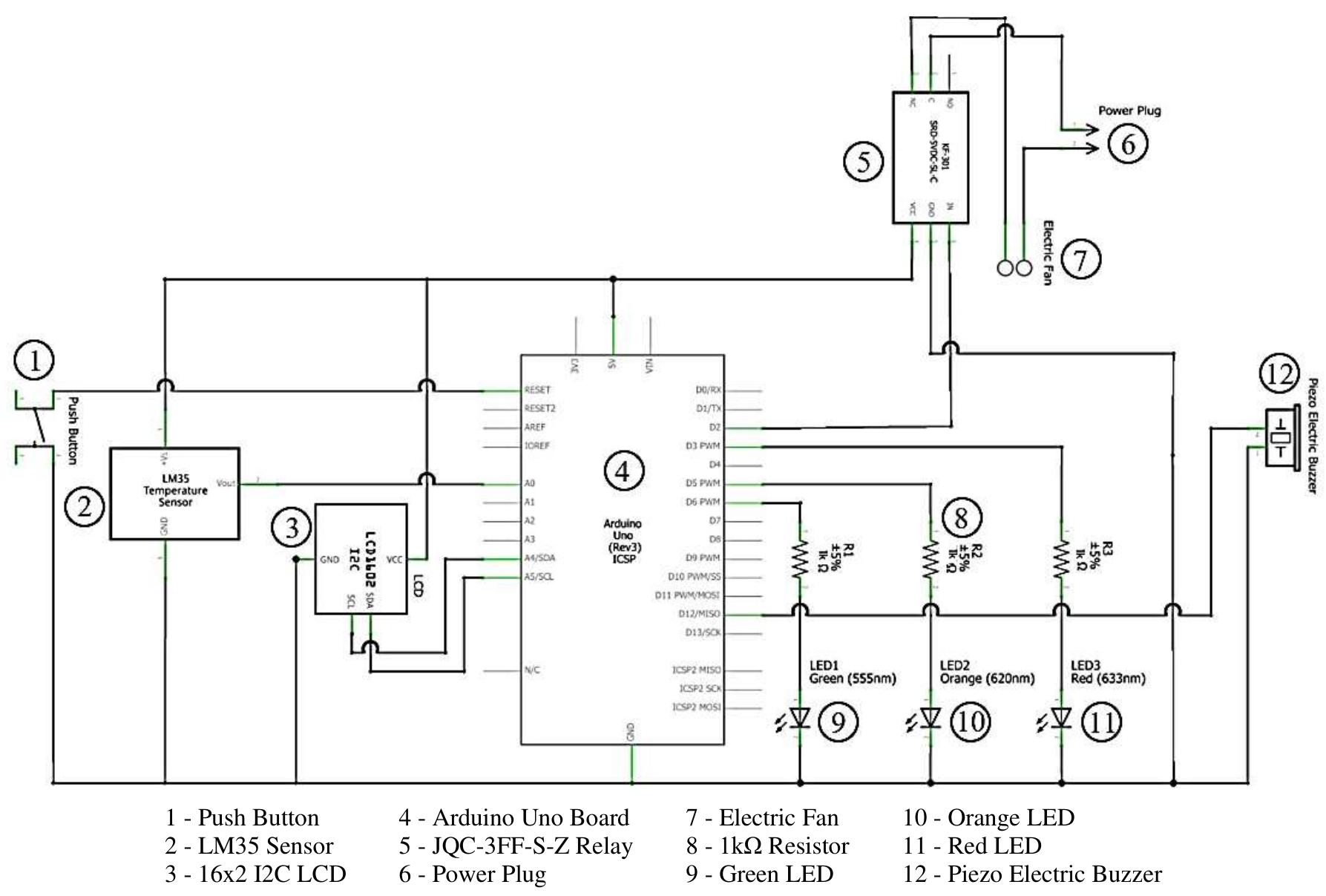 Schematic diagram of the prototype with relay