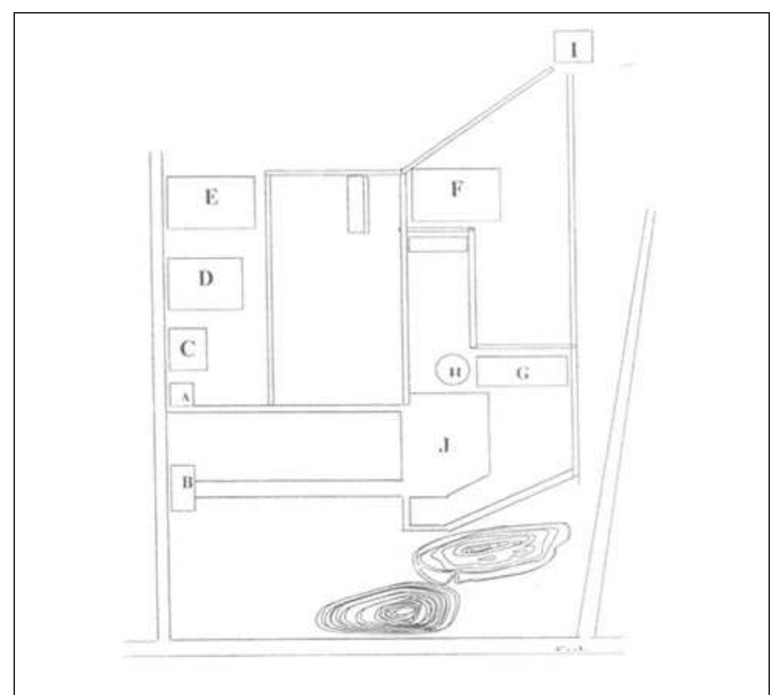The quarry layout is the location and position of the