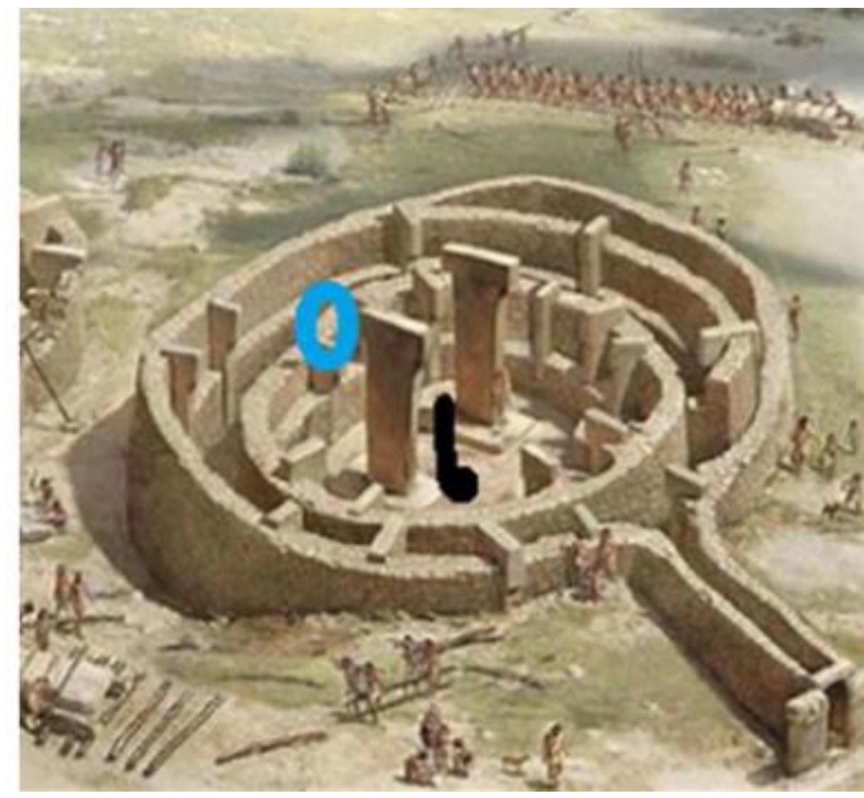 Recreation of enclosure at gébekli tepe. this image depicts