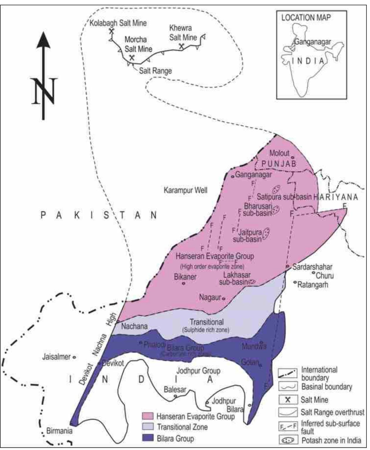 Configuration map of the ganganagar-nagaur basin showing