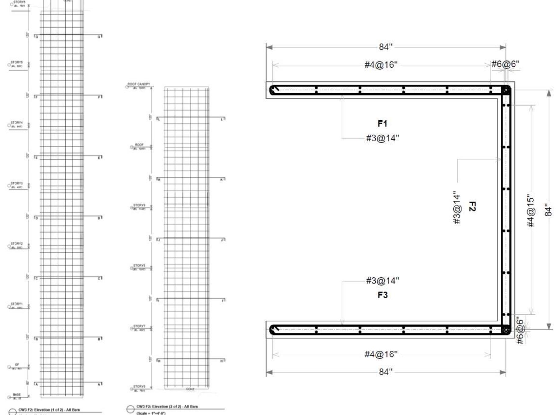 Rebar diagram of shear wall (elevation) figure 14: rebar