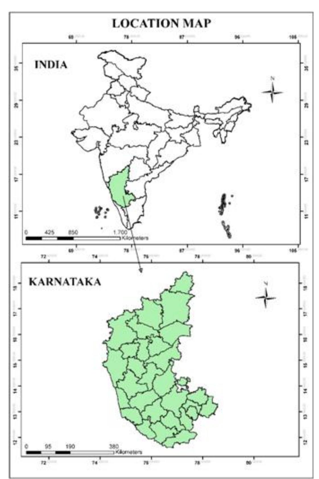 Location map of karnataka state in india