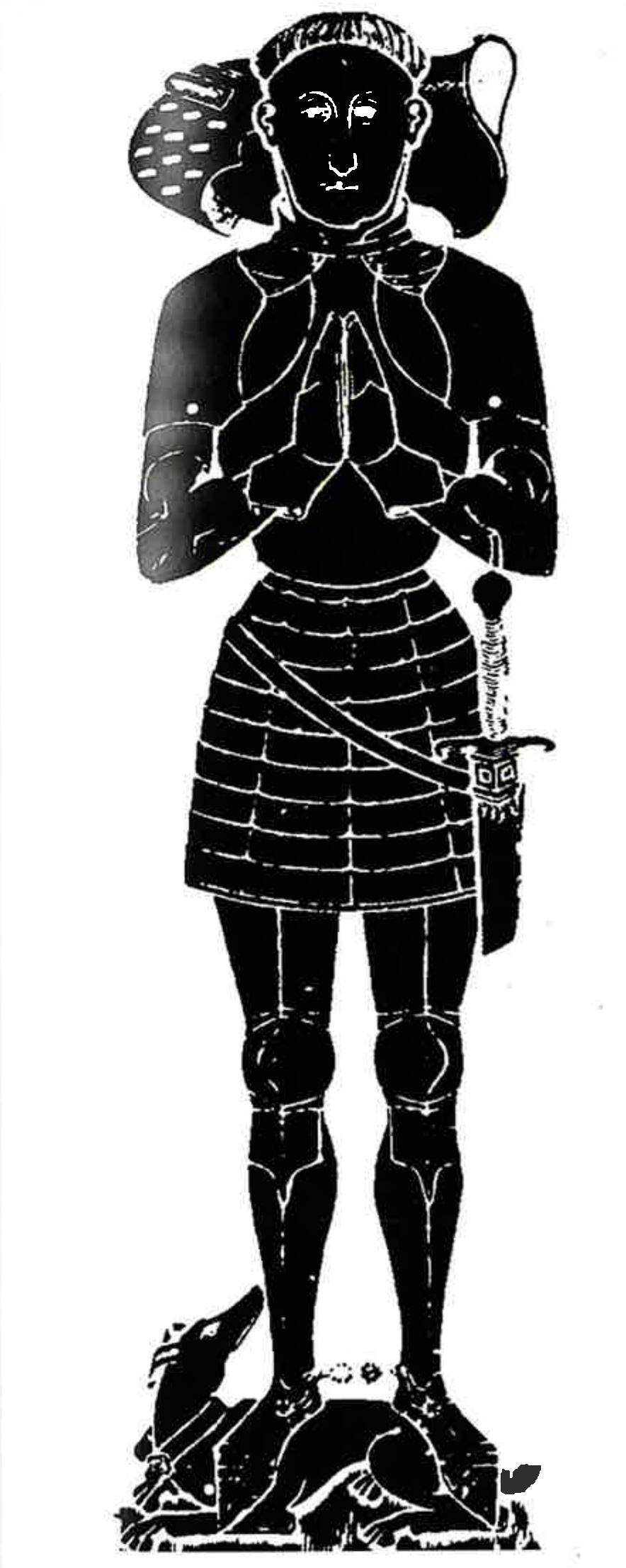 Funerary brass of thomas reynes (d.1451) depicting a