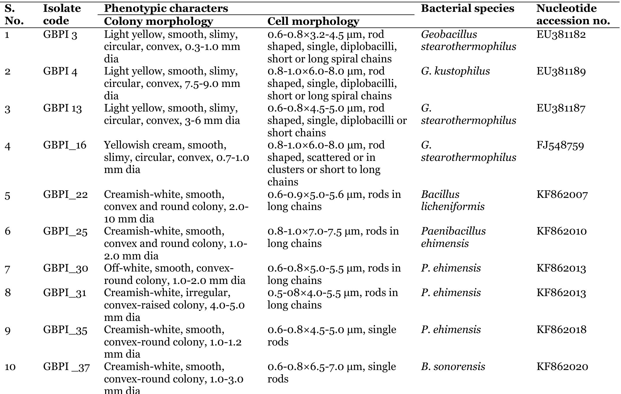 Colony morphology and microscopic characters of