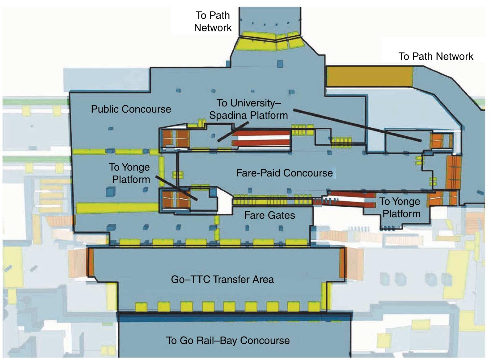 Map of ttc concourse and go connection. for the purposes of
