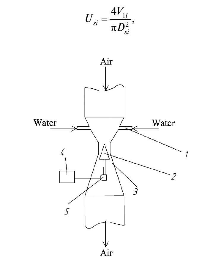 Air velocity in the centrifugal space of the separator is