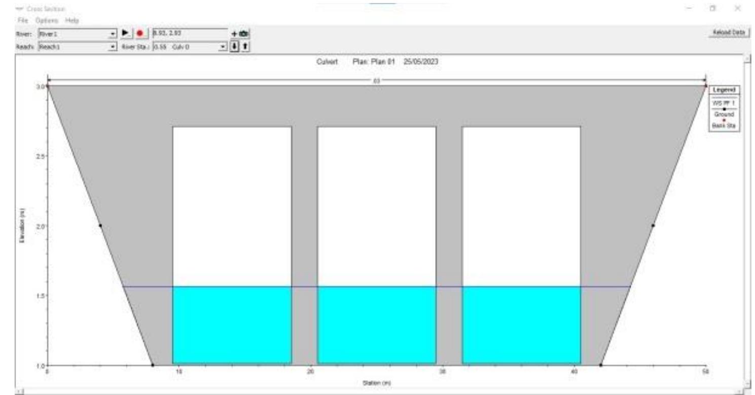 Hac-ras model calculation for discharge 20 m3/s for slope