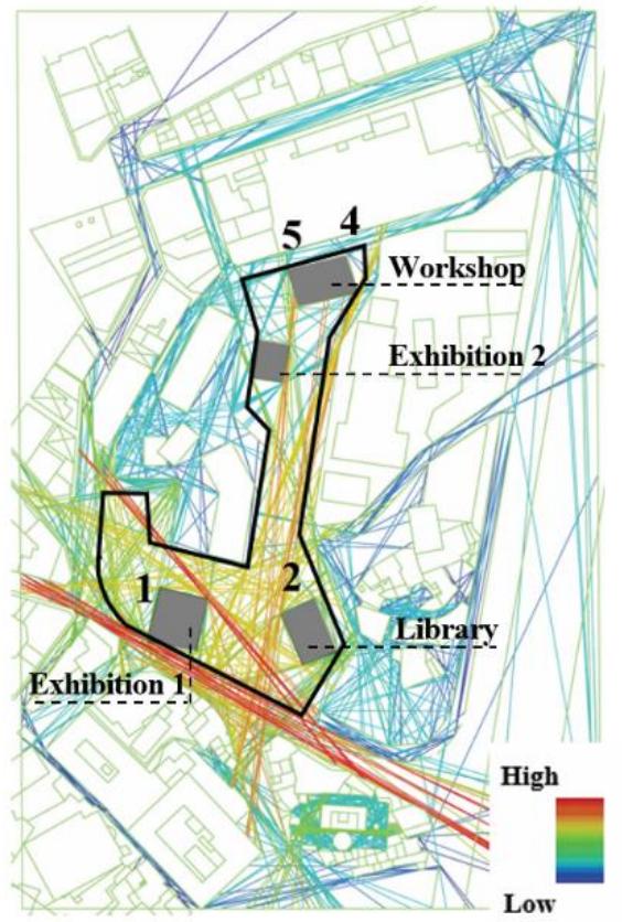 Visual graph analysis - phase 1 (depthmap tool by author,