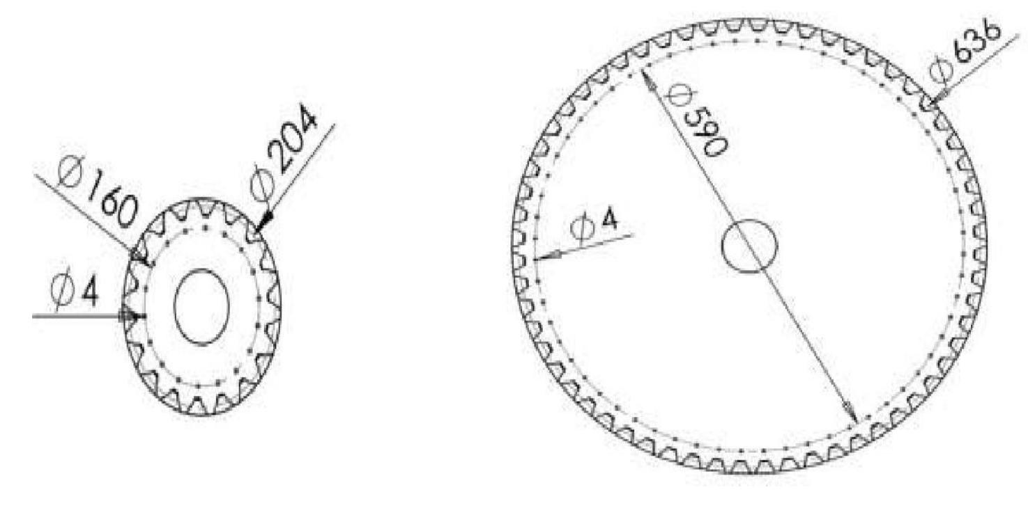 3: 2d drawing of gear with hole module 10 gear dia 204 &dia