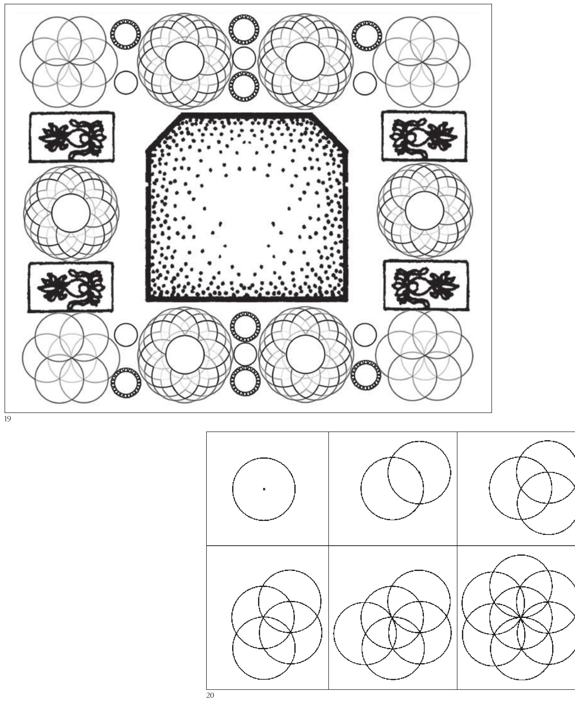 Yi cihui pillar, line drawing of abacus bottom. lotus
